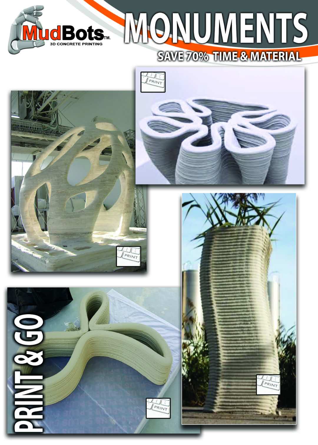 3D Concrete Printer Creations by MudBots